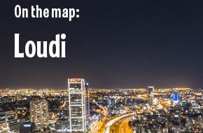 中国娄底地图：街道、房屋和商店。