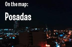El mapa de Posadas, Argentina: calles, casas y plazas.