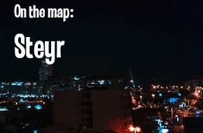Map of Steyr, Austria. Streets, neighborhoods and sights of Steyr, Austria.