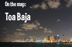 El mapa de Toa Baja, Puerto Rico: calles, casas y plazas.