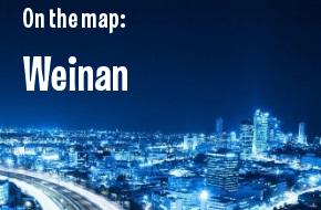 中国渭南地图：街道、房屋和商店。