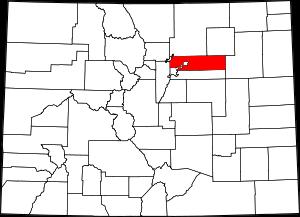 Adams County on the map of Colorado 2025. Cities, roads, borders and ...