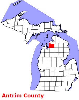 Antrim County on the satellite map of Michigan 2026. Actual satellite ...