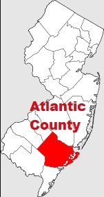 Atlantic County on the map of New Jersey 2024. Cities, roads, borders ...