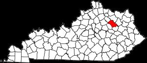 Bath County on the map of Kentucky 2024. Cities, roads, borders and ...