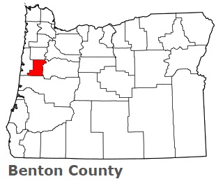 Benton County on the map of Oregon 2025. Cities, roads, borders and directions in Benton County ...