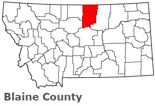 Blaine County on the map of Montana 2025. Cities, roads, borders and ...