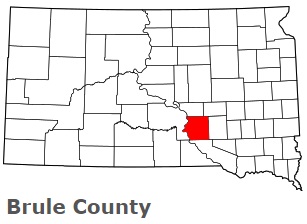 Brule County on the map of South Dakota 2024. Cities, roads, borders ...
