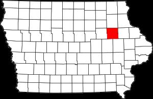 Buchanan County on the map of Iowa 2024. Cities, roads, borders and ...