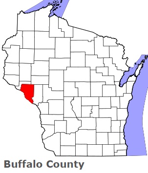 Buffalo County on the map of Wisconsin 2024. Cities, roads, borders and ...