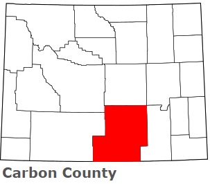 Carbon County on the map of Wyoming 2024. Cities, roads, borders and ...