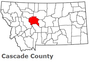 Cascade County on the map of Montana 2024. Cities, roads, borders and ...
