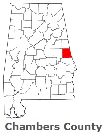 Chambers County on the satellite map of Alabama 2024. Actual satellite ...