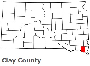 Clay County on the map of South Dakota 2024. Cities, roads, borders and ...