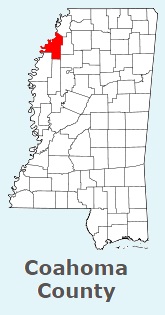Coahoma County on the map of Mississippi 2024. Cities, roads, borders and directions in Coahoma ...