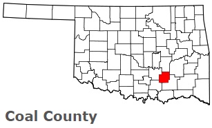 Coal County on the map of Oklahoma 2024. Cities, roads, borders and ...