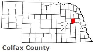 Colfax County on the map of Nebraska 2024. Cities, roads, borders and ...