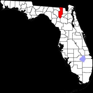 Columbia County on the map of Florida 2024. Cities, roads, borders and ...