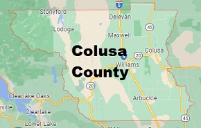 Colusa County on the map of California 2025. Cities, roads, borders and ...