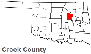 Creek County on the map of Oklahoma 2024. Cities, roads, borders and ...
