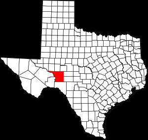 Crockett County on the map of Texas 2024. Cities, roads, borders and ...