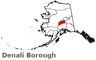 Denali Borough on the map of Alaska 2024. Cities, roads, borders and ...