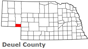 Deuel County on the map of Nebraska 2023. Cities, roads, borders and ...
