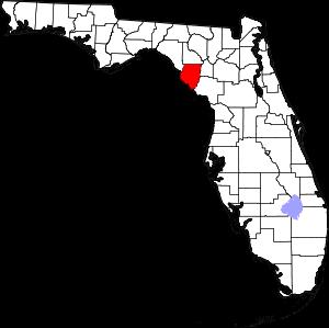 Dixie County on the map of Florida 2024. Cities, roads, borders and ...