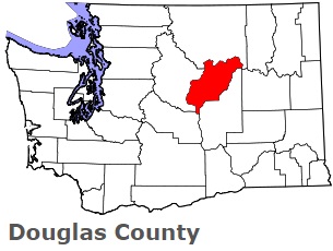 Douglas County on the map of Washington 2024. Cities, roads, borders and directions in Douglas ...