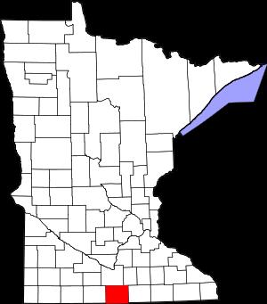 Faribault County on the map of Minnesota 2023. Cities, roads, borders ...