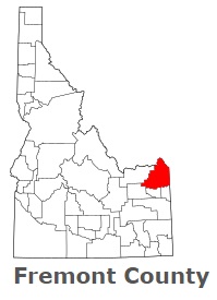 Fremont County on the map of Idaho 2026. Cities, roads, borders and ...