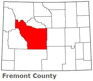 Fremont County on the map of Wyoming 2024. Cities, roads, borders and ...