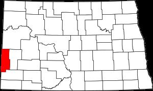 Golden Valley County on the map of North Dakota 2024. Cities, roads ...