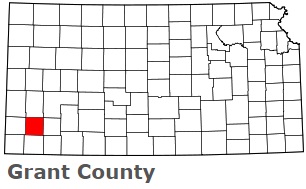 Grant County on the map of Kansas 2024. Cities, roads, borders and ...