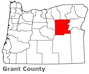 Grant County on the map of Oregon 2024. Cities, roads, borders and ...