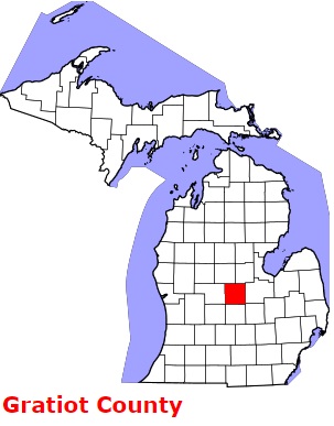 Gratiot County on the satellite map of Michigan 2024. Actual satellite ...