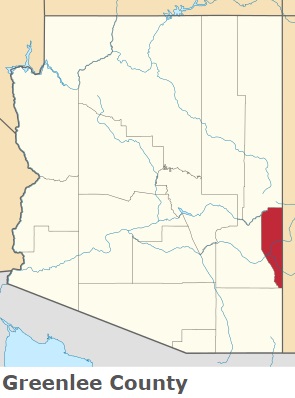 Greenlee County on the map of Arizona 2025. Cities, roads, borders and ...