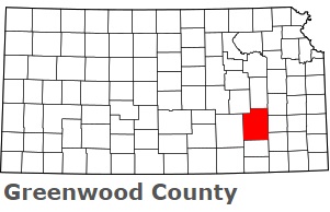 Greenwood County on the map of Kansas 2023. Cities, roads, borders and ...