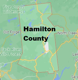 Hamilton County on the map of New York 2024. Cities, roads, borders and ...