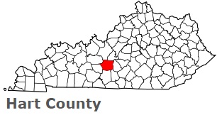 Hart County on the map of Kentucky 2024. Cities, roads, borders and ...