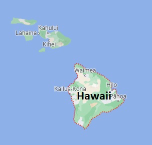 Hawaii County on the map of Hawaii 2024. Cities, roads, borders and ...