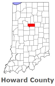Howard County on the map of Indiana 2024. Cities, roads, borders and ...