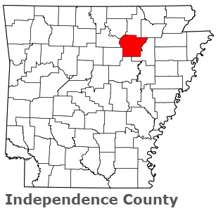 Independence County on the map of Arkansas 2025. Cities, roads, borders ...
