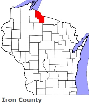Iron County on the map of Wisconsin 2024. Cities, roads, borders and ...