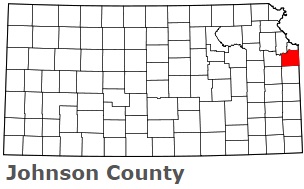 Johnson County on the map of Kansas 2025. Cities, roads, borders and directions in Johnson ...