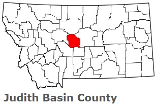 Judith Basin County on the map of Montana 2023. Cities, roads, borders ...