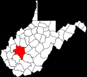 Kanawha County on the satellite map of West Virginia 2025. Actual ...