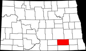 LaMoure County on the map of North Dakota 2024. Cities, roads, borders ...