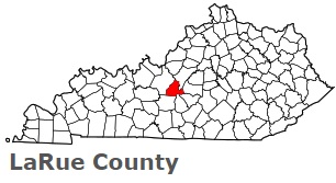 LaRue County on the map of Kentucky 2025. Cities, roads, borders and ...