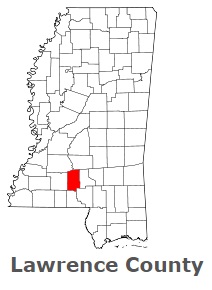 Lawrence County on the map of Mississippi 2024. Cities, roads, borders ...